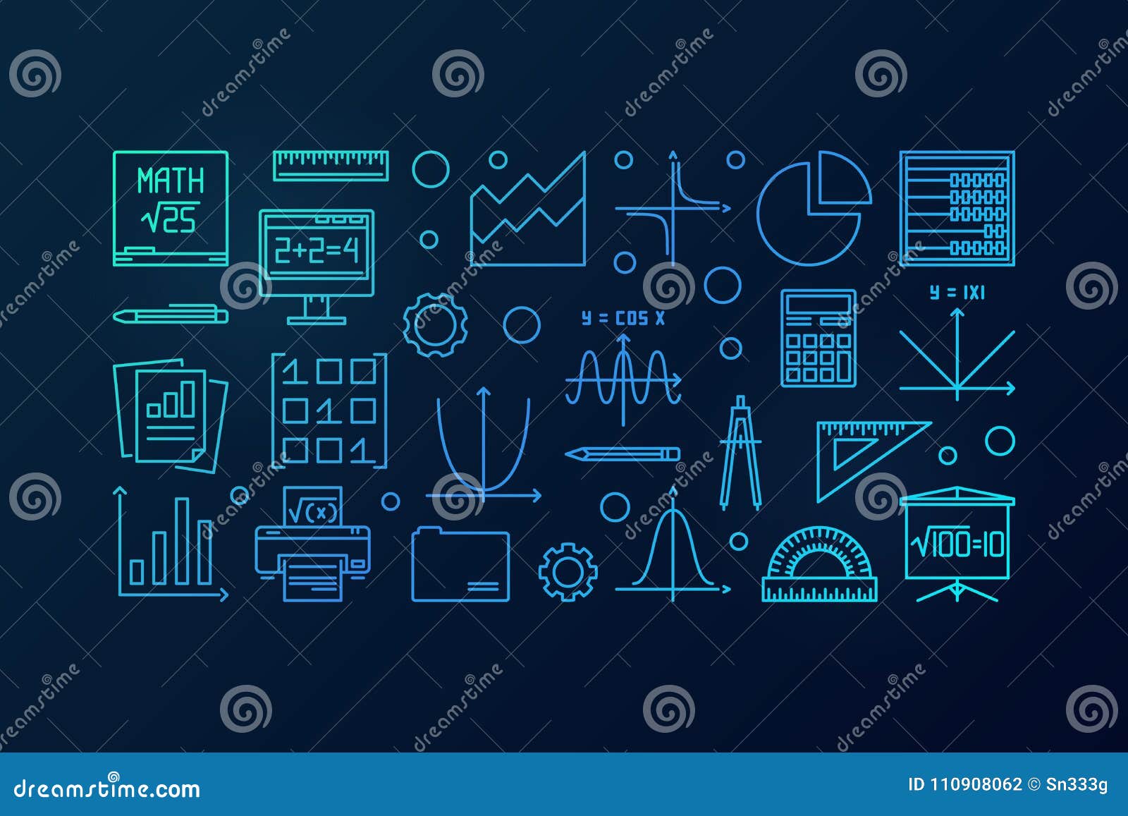 Math Banners Clipart Black