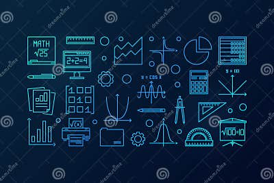 Math Vector Blue Line Banner or Illustration Stock Vector ...