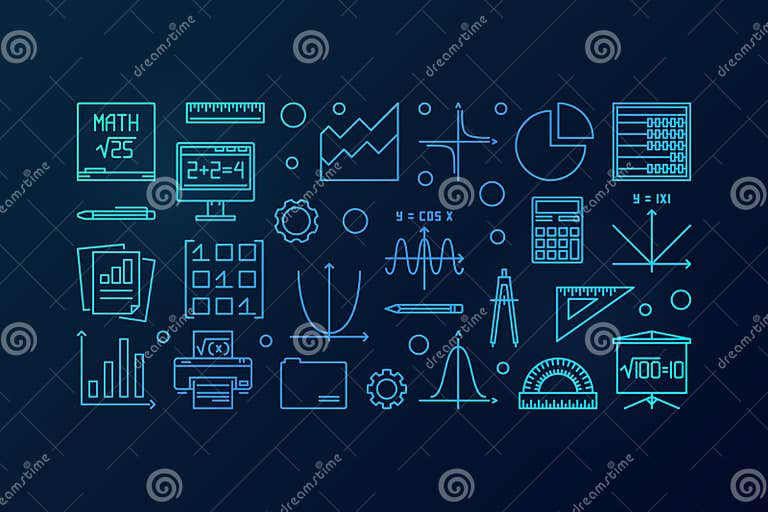 Math Vector Blue Line Banner or Illustration Stock Vector ...