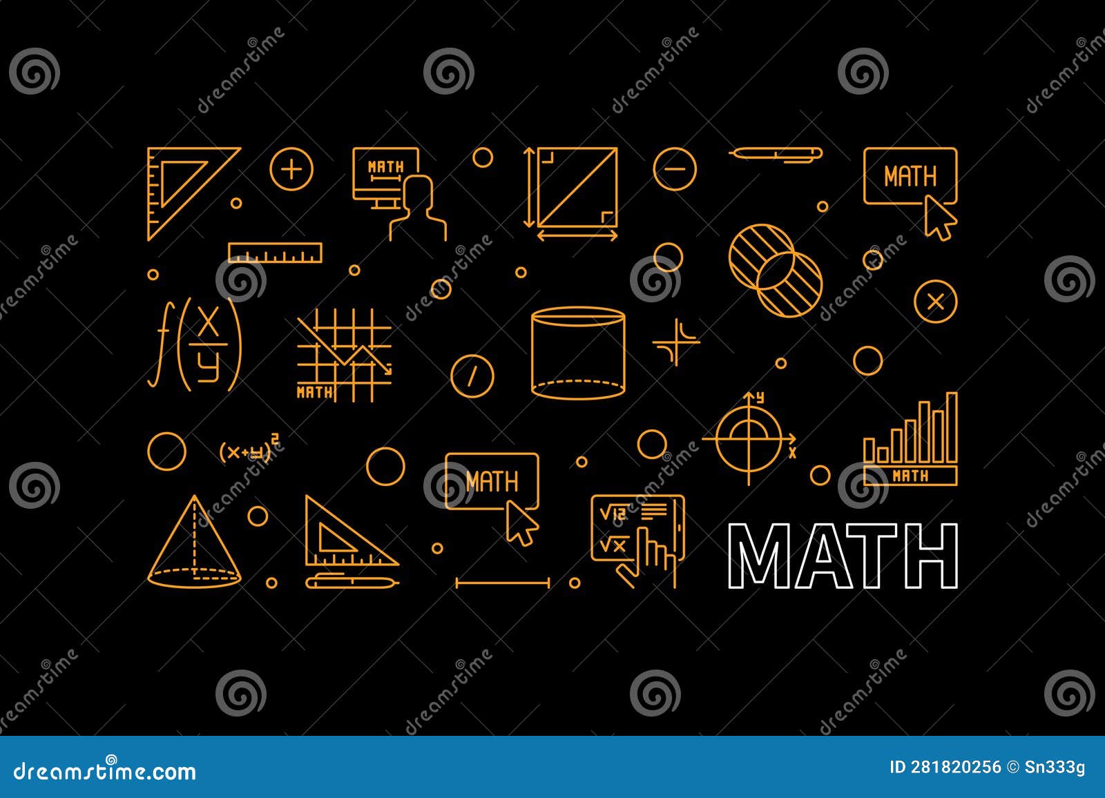 Math Vector Concept Outline Banner - Mathematics Horizontal ...