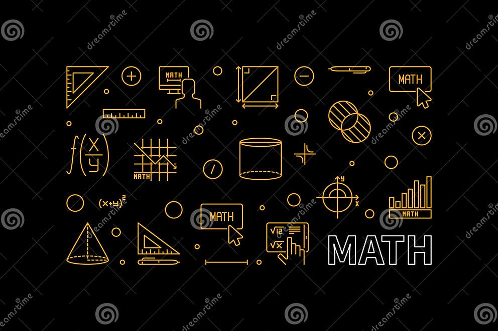 Math Vector Concept Outline Banner - Mathematics Horizontal ...