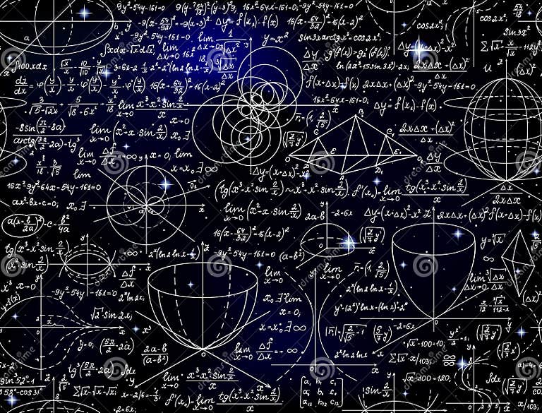 Math Vector Endless Seamless Pattern with Formulas, Figures and ...