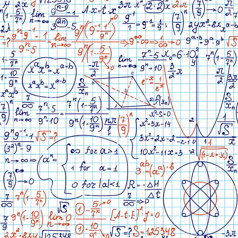 Math Vector Seamless Educational Pattern with Formulas, Equations and ...