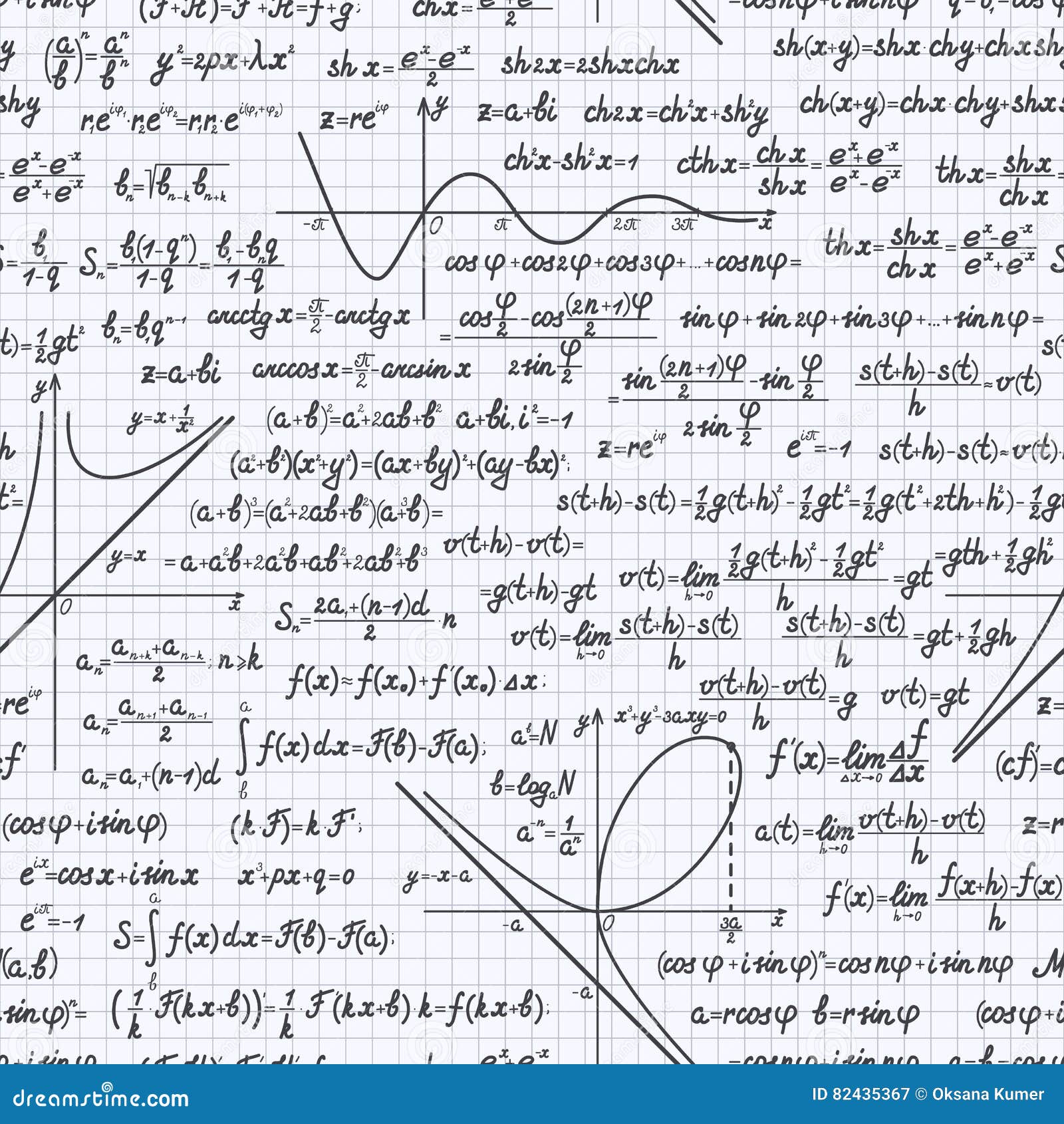 Math Vector Seamless Pattern Background Notebook Stock Vector ...