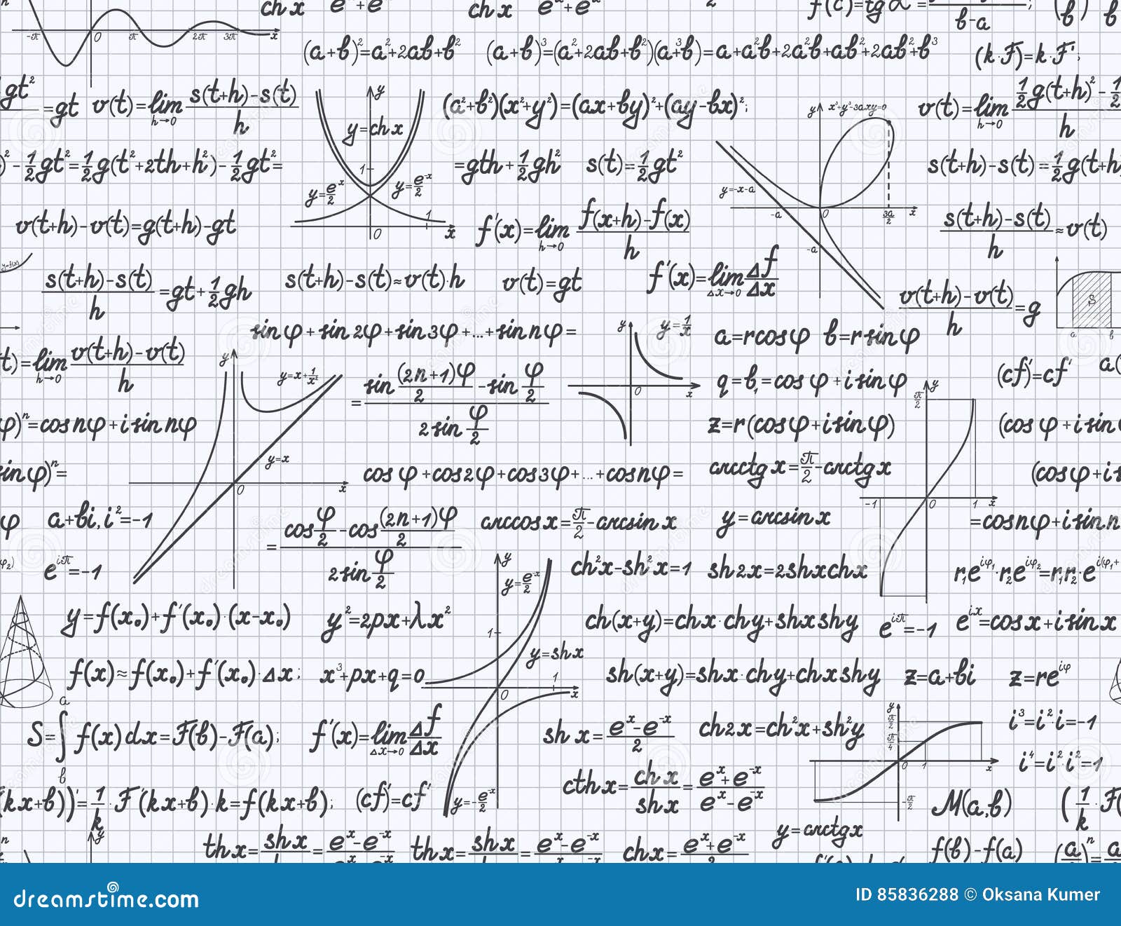 Math Vector Seamless Pattern Background Notebook Stock Vector ...