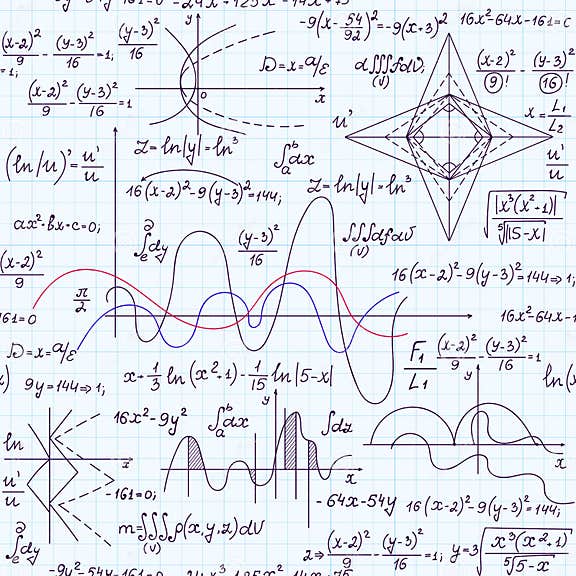 Math Vector Seamless Pattern with Formulas, Figures and Equations ...