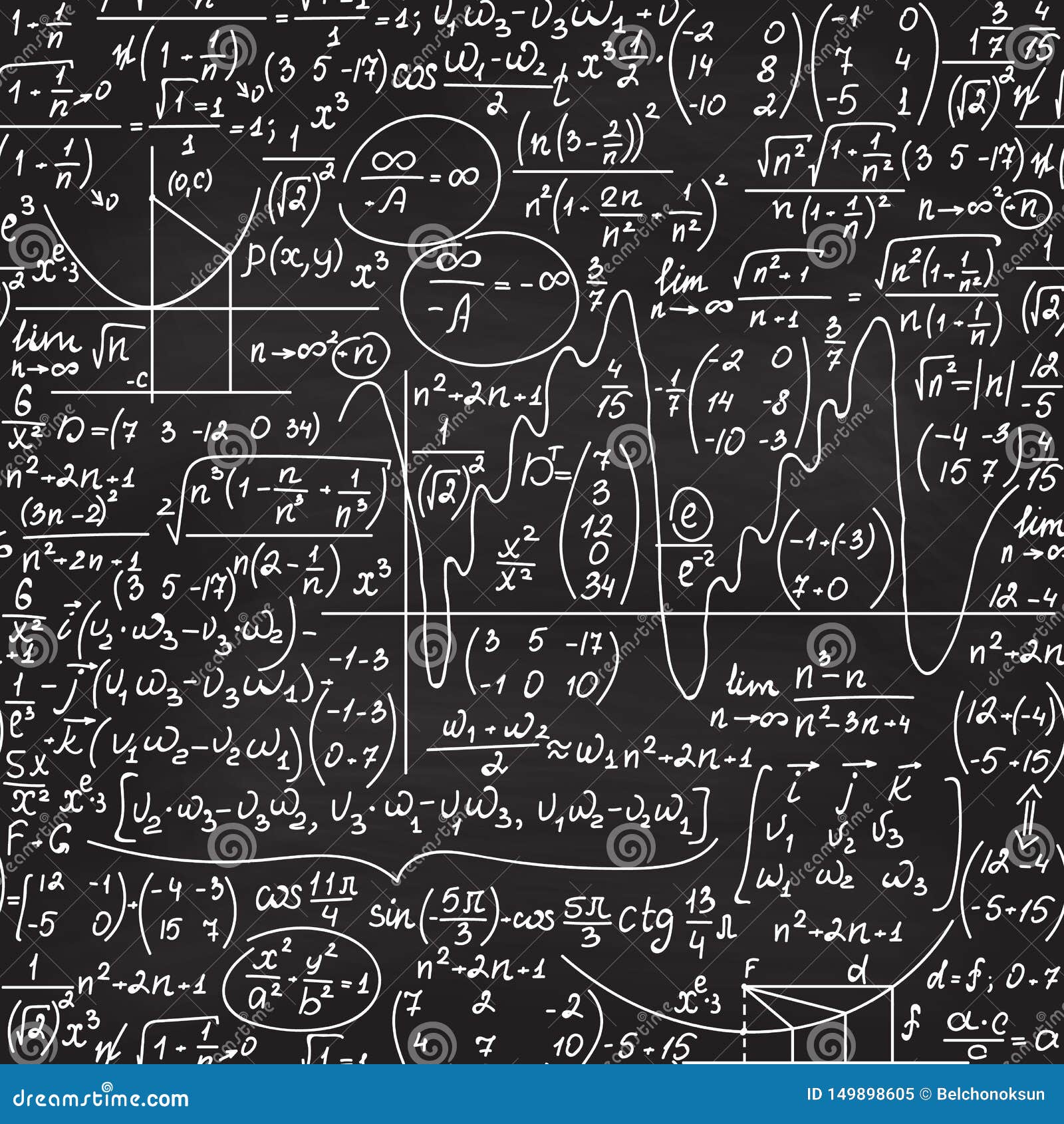 Math Vector Seamless Pattern with Handwritten Algebra and Geometry ...