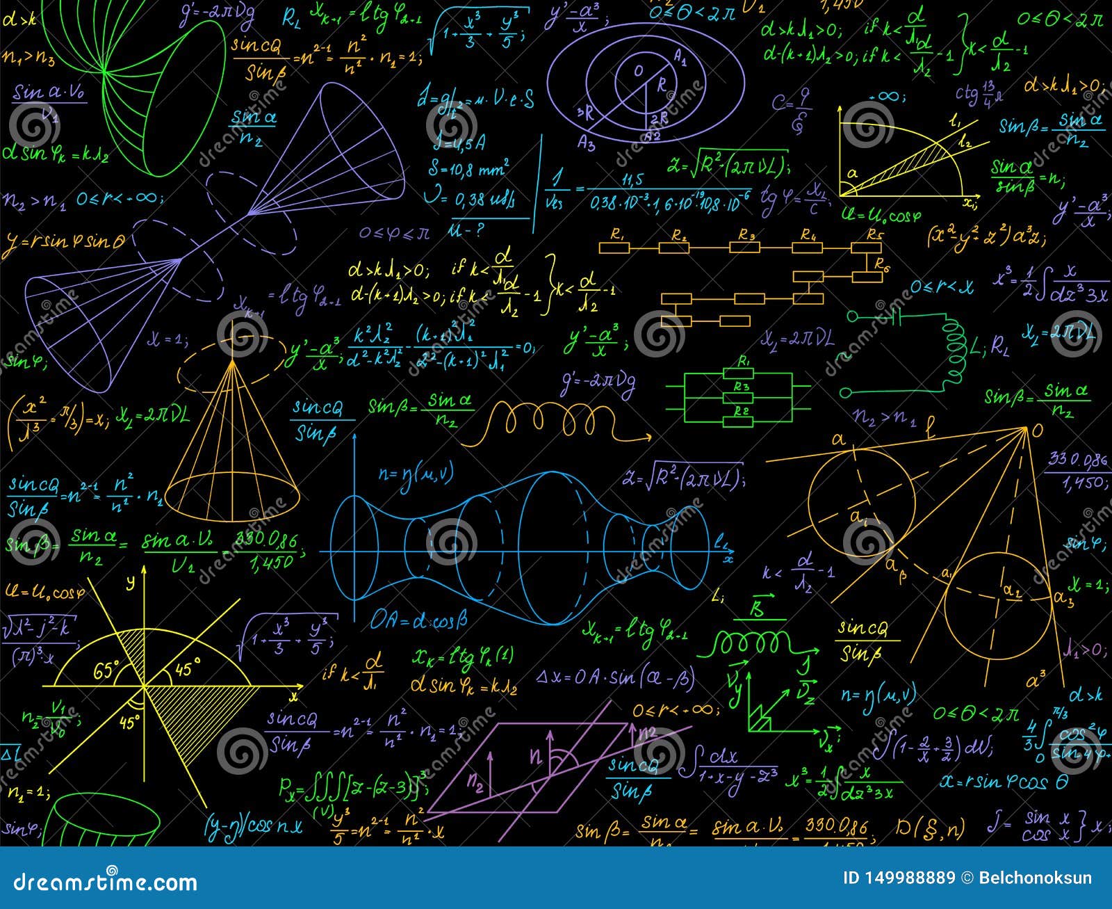 Math Vector Seamless Pattern with Handwritten Multicolored Formulas ... Math Vector Seamless Pattern with Handwritten Multicolored Formulas ...