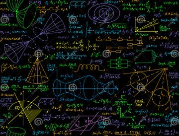 Math Vector Seamless Pattern with Handwritten Multicolored Formulas ...
