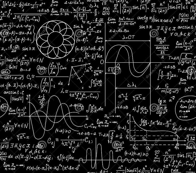 Math Vector Seamless Pattern with Handwritten Physics and Algebraic ...