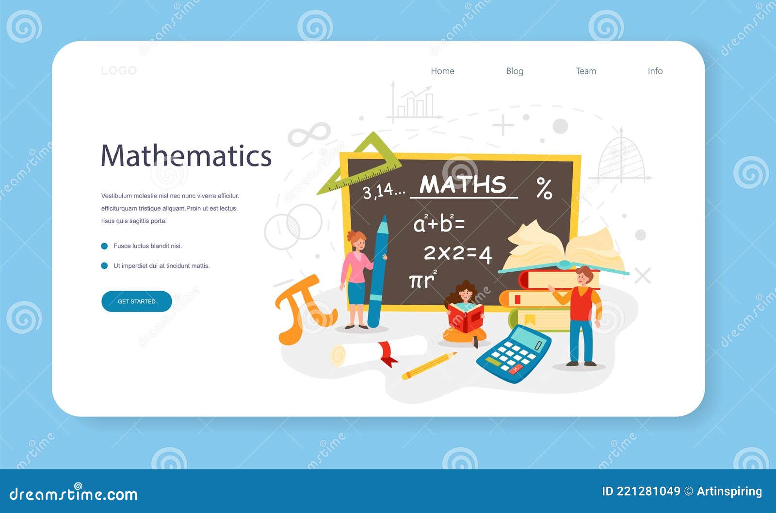 Math Web Banner or Landing Page Set. Learning Mathematics, Geometry and ...