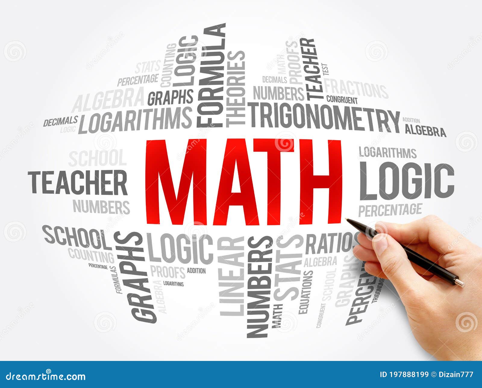 Math word cloud collage stock image. Image of design - 197888199