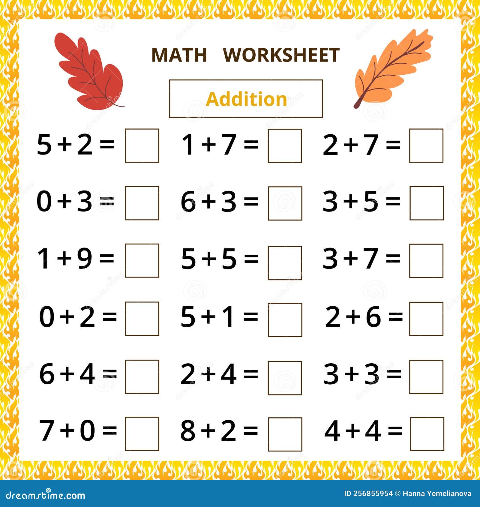 Math worksheet.Addition stock illustration. Illustration of book ...