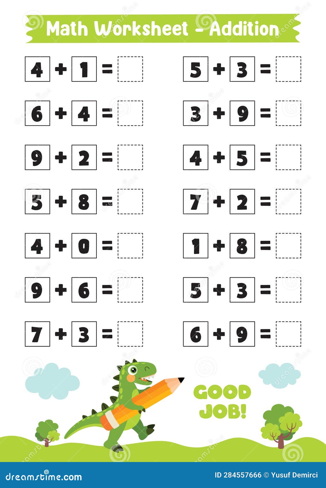 Math Worksheet Design for Kids Stock Illustration - Illustration of ...