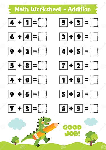 Math Worksheet Design for Kids Stock Illustration - Illustration of ...