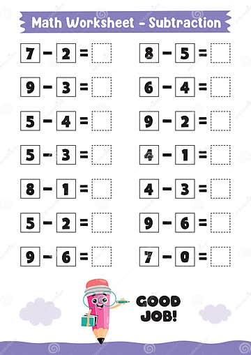 Math Worksheet Design for Kids Stock Illustration - Illustration of ...