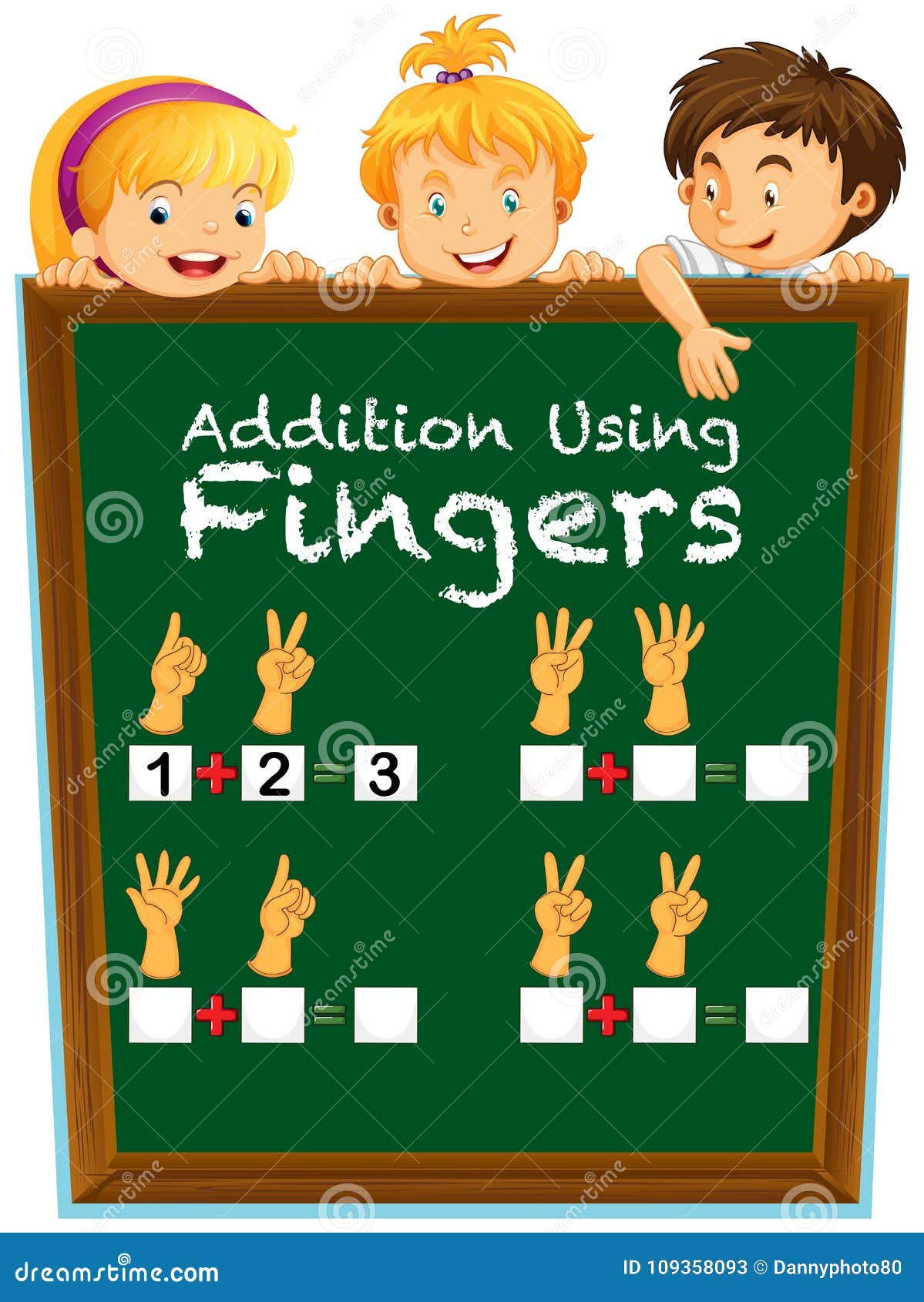 Math Worksheet with Kids and Question on Board Stock Illustration ...