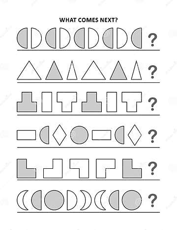 Math Worksheet for Kids with Sequential Patterns and Shapes Stock ...
