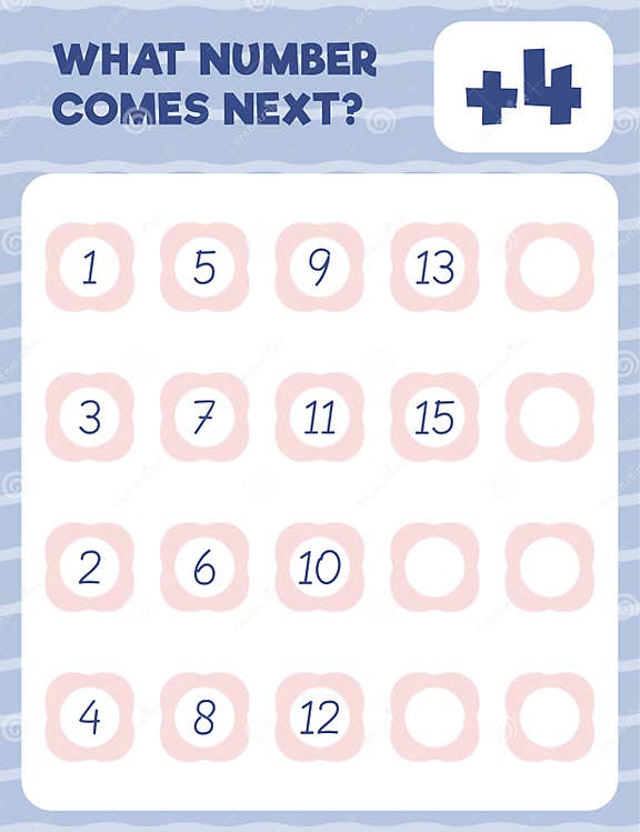 Math Worksheet Practice Print Page. What Number Comes Next? Stock ...