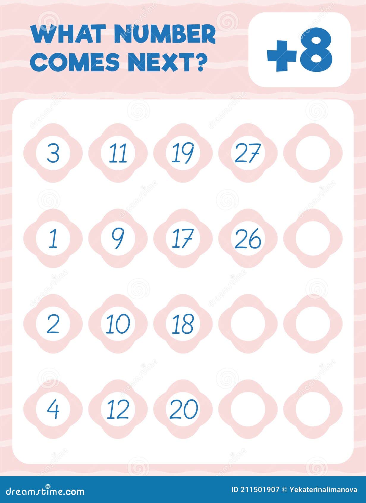 Math Worksheet Practice Print Page. What Number Comes Next? Stock ...