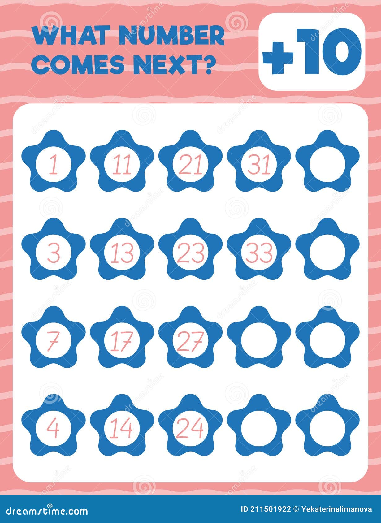 Math Worksheet Practice Print Page. What Number Comes Next? Stock ...