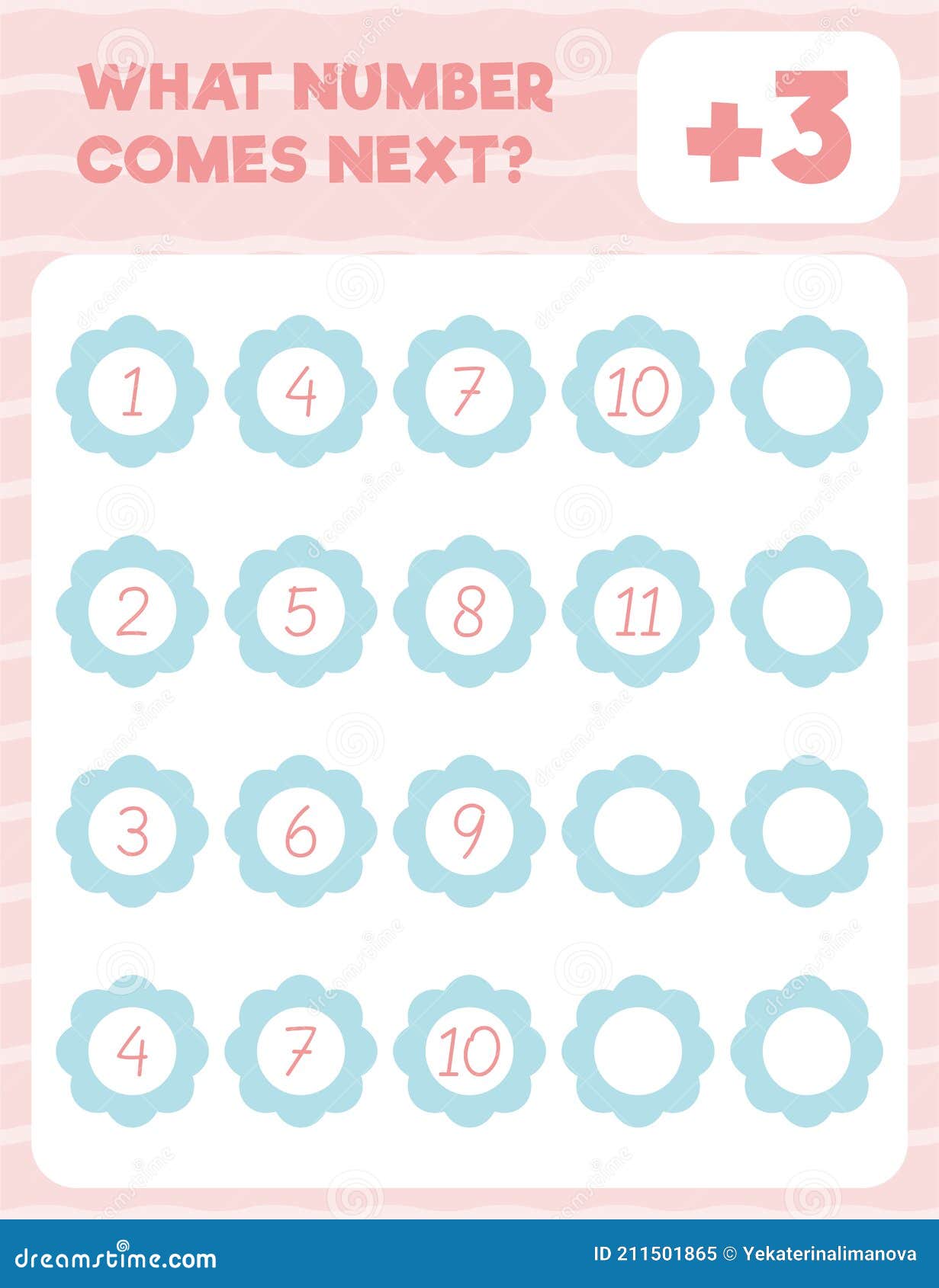 Math Worksheet Practice Print Page. What Number Comes Next? Stock ...