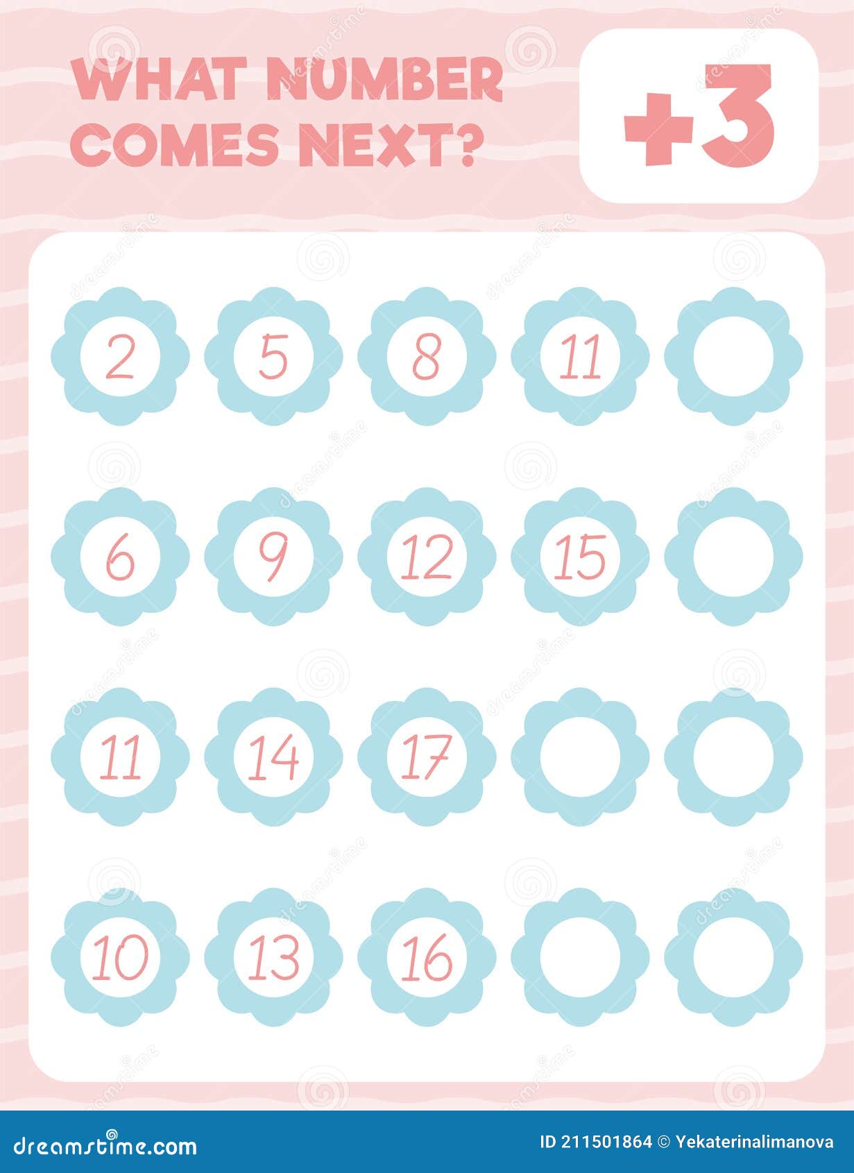 Math Worksheet Practice Print Page. What Number Comes Next? Stock ...