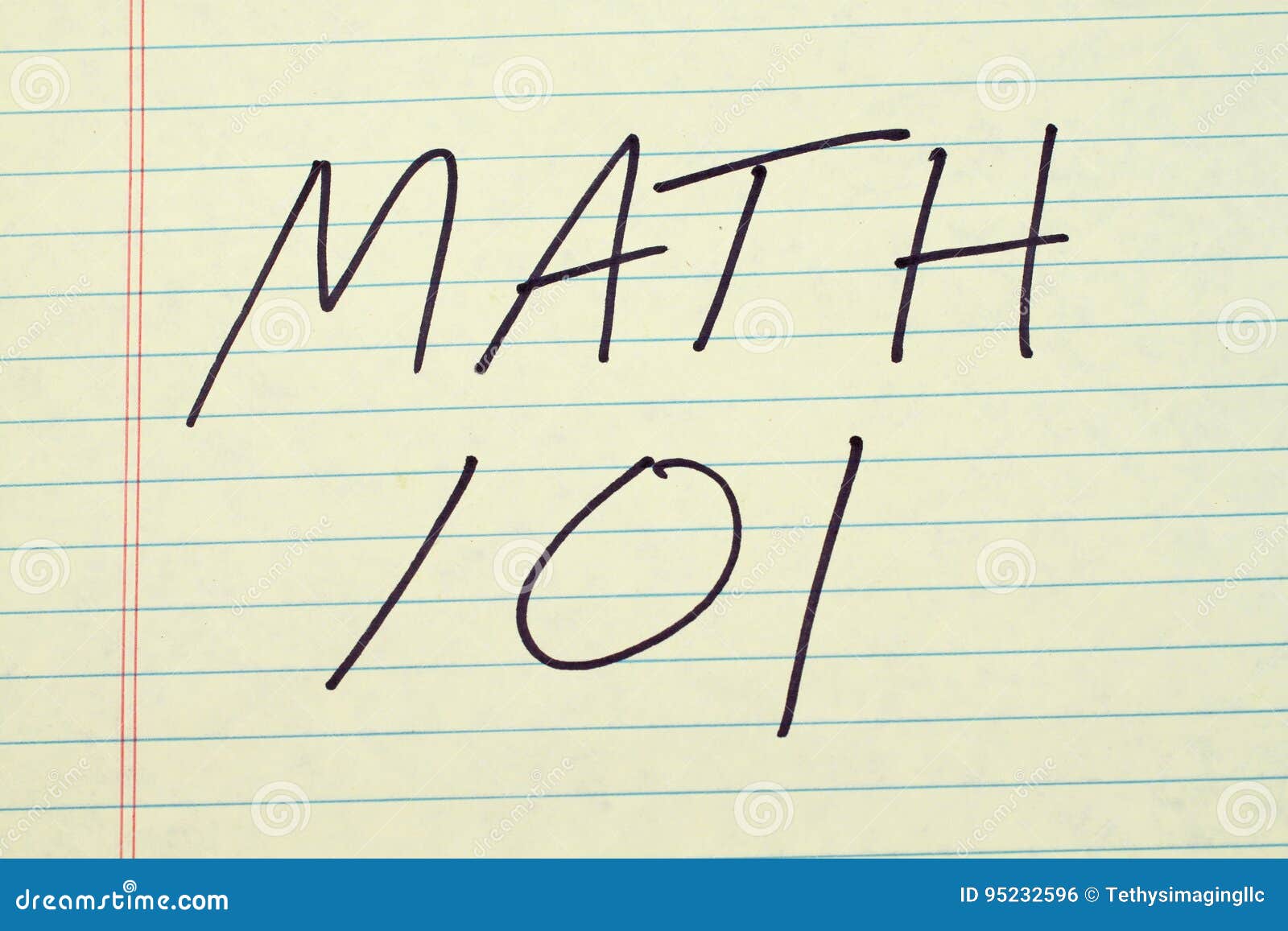 Math 101 on a Yellow Legal Pad Stock Photo - Image of educate, note ...