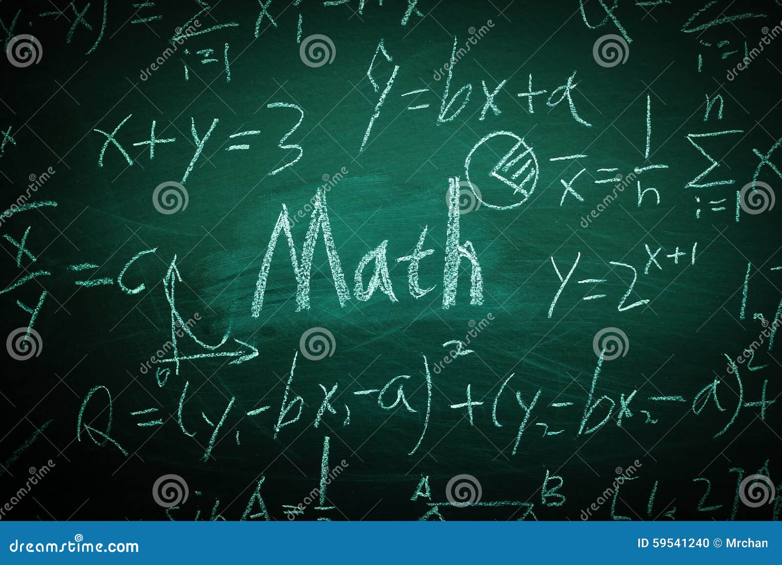 Mathe-Text Mit Einigen Formeln Auf Tafel Stockfoto - Bild von algebra ...