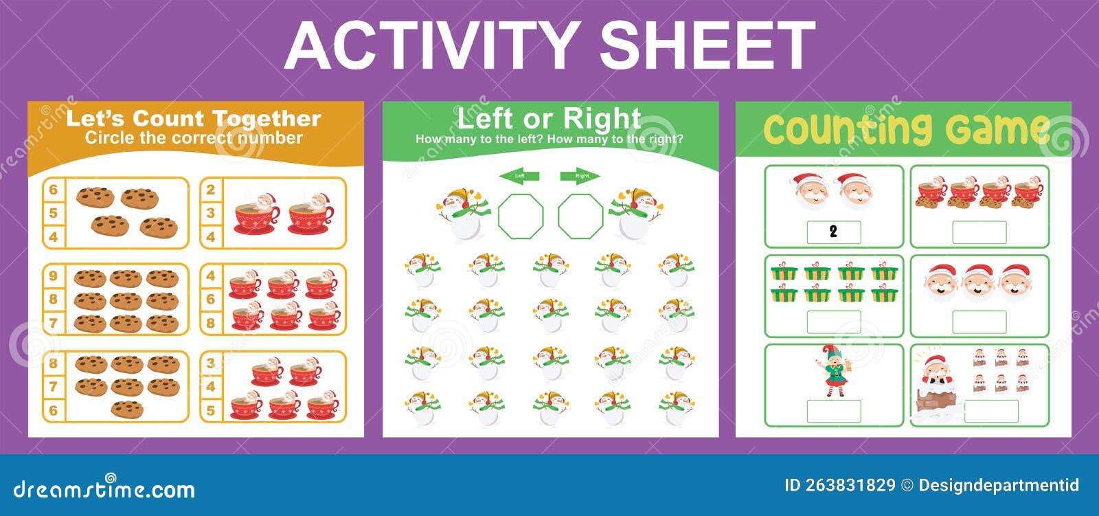 3 in 1 Mathematic Activity Sheet for Children Stock Vector ...