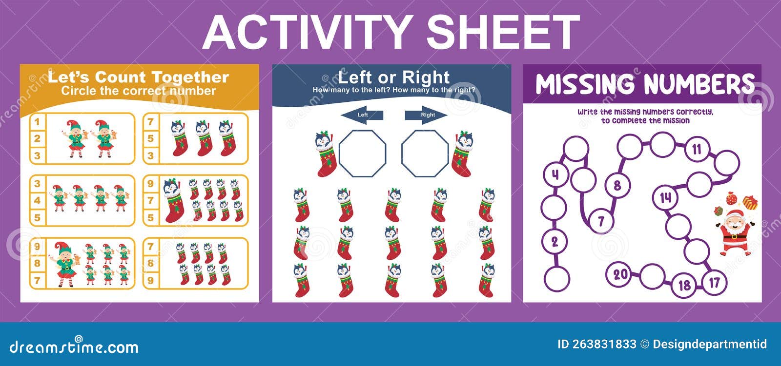 3 In 1 Mathematic Activity Sheet For Children Cartoon Vector ...