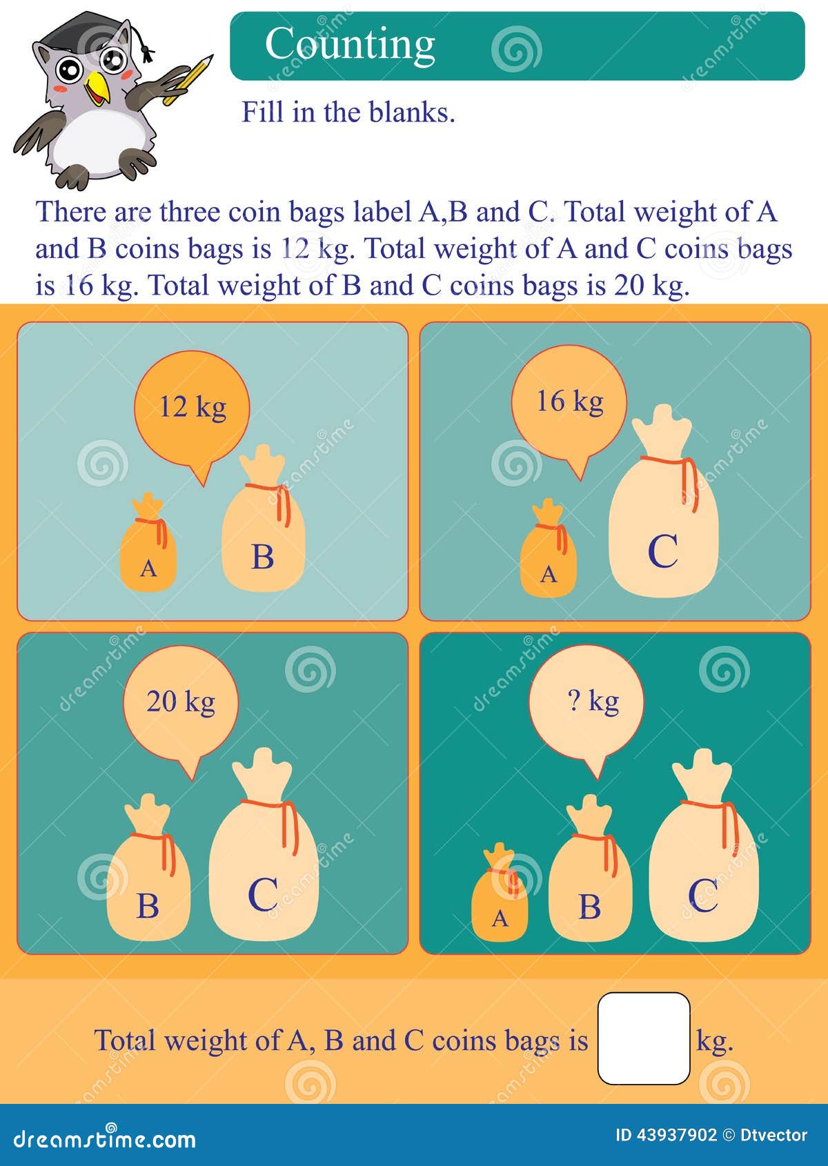 Mathematic Calculation Kilogram Coin Bags Stock Vector - Illustration ...
