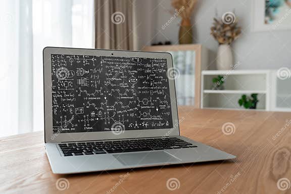 Mathematic Equations and Modish Formula on Computer Screen Stock Photo ...