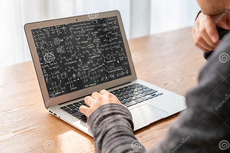 Mathematic Equations and Modish Formula on Computer Screen Stock Photo ...
