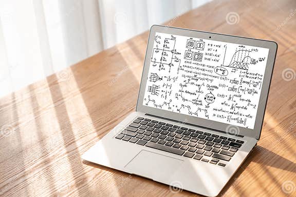 Mathematic Equations and Modish Formula on Computer Screen Stock Photo ...