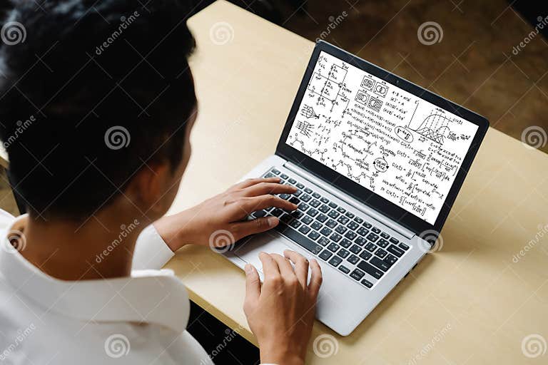 Mathematic Equations and Modish Formula on Computer Screen Stock Photo ...