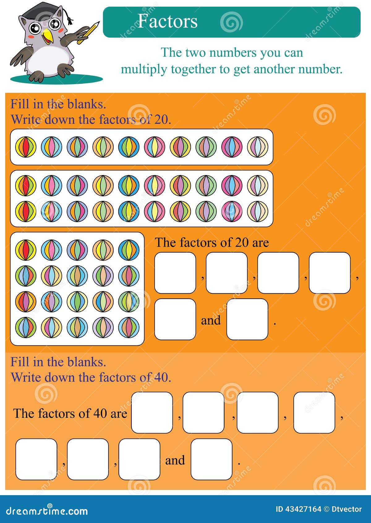 Mathematic Factors 2 stock vector. Illustration of game - 43427164