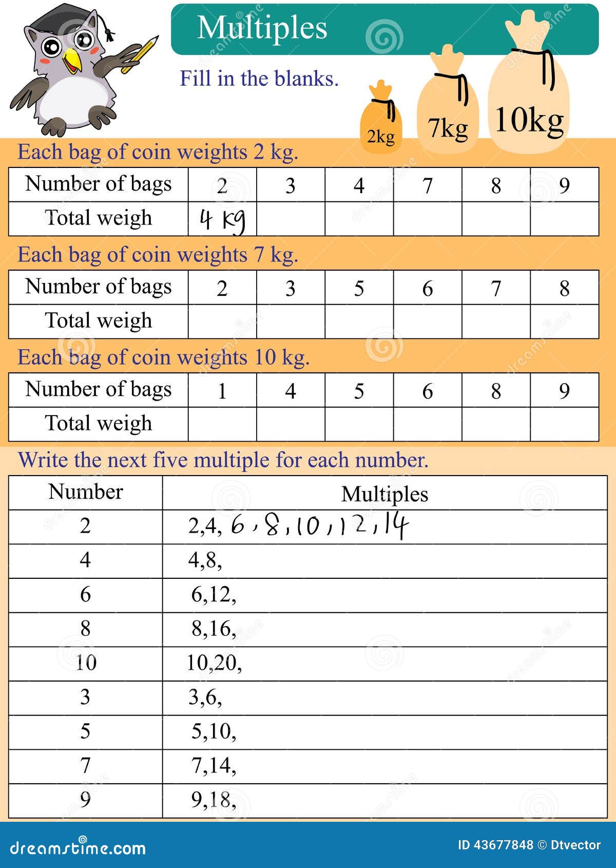 Mathematic multiples list stock vector. Illustration of educational ...