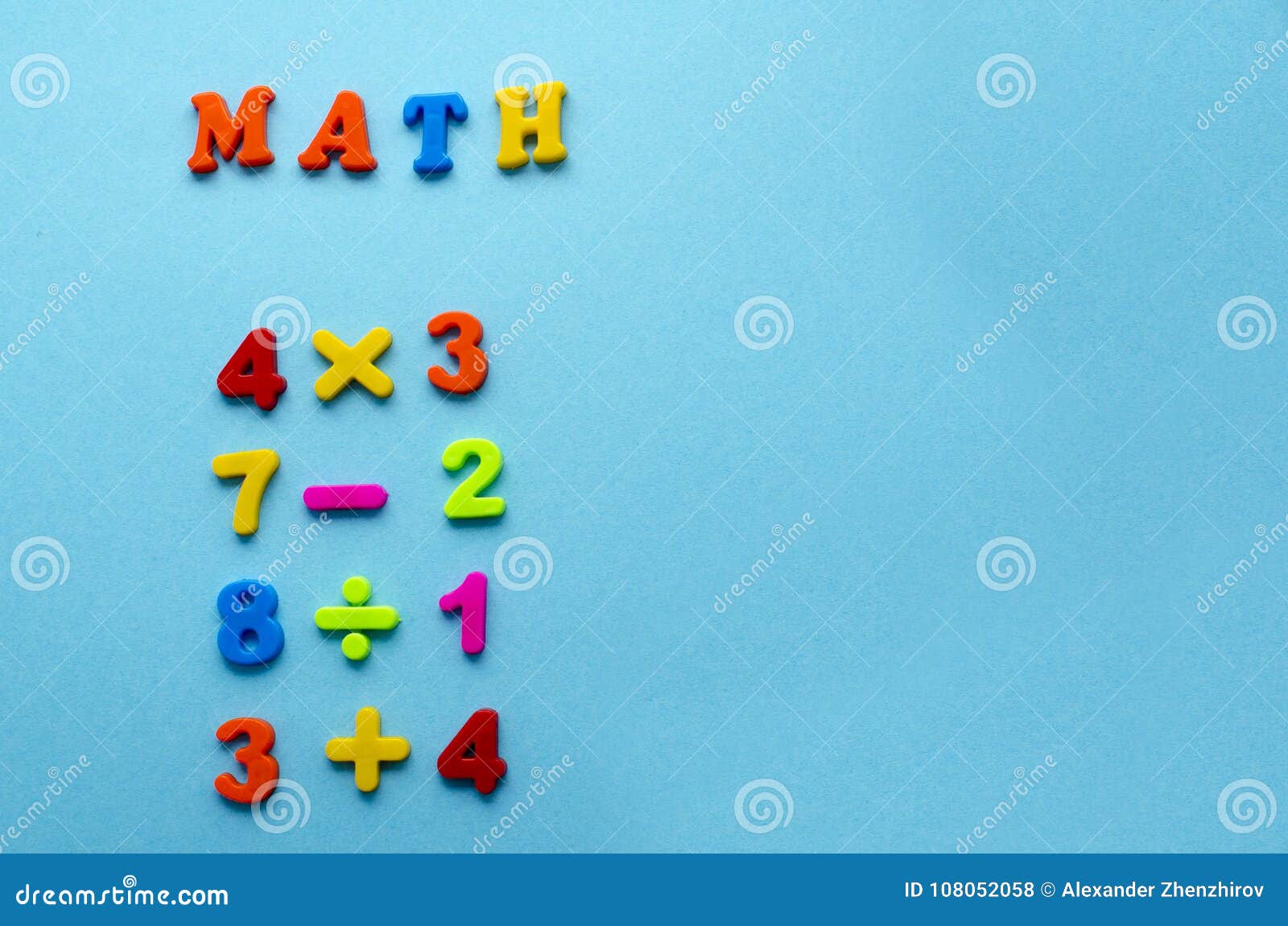 Mathematical Actions on Blue Paper Background Stock Photo - Image of ...
