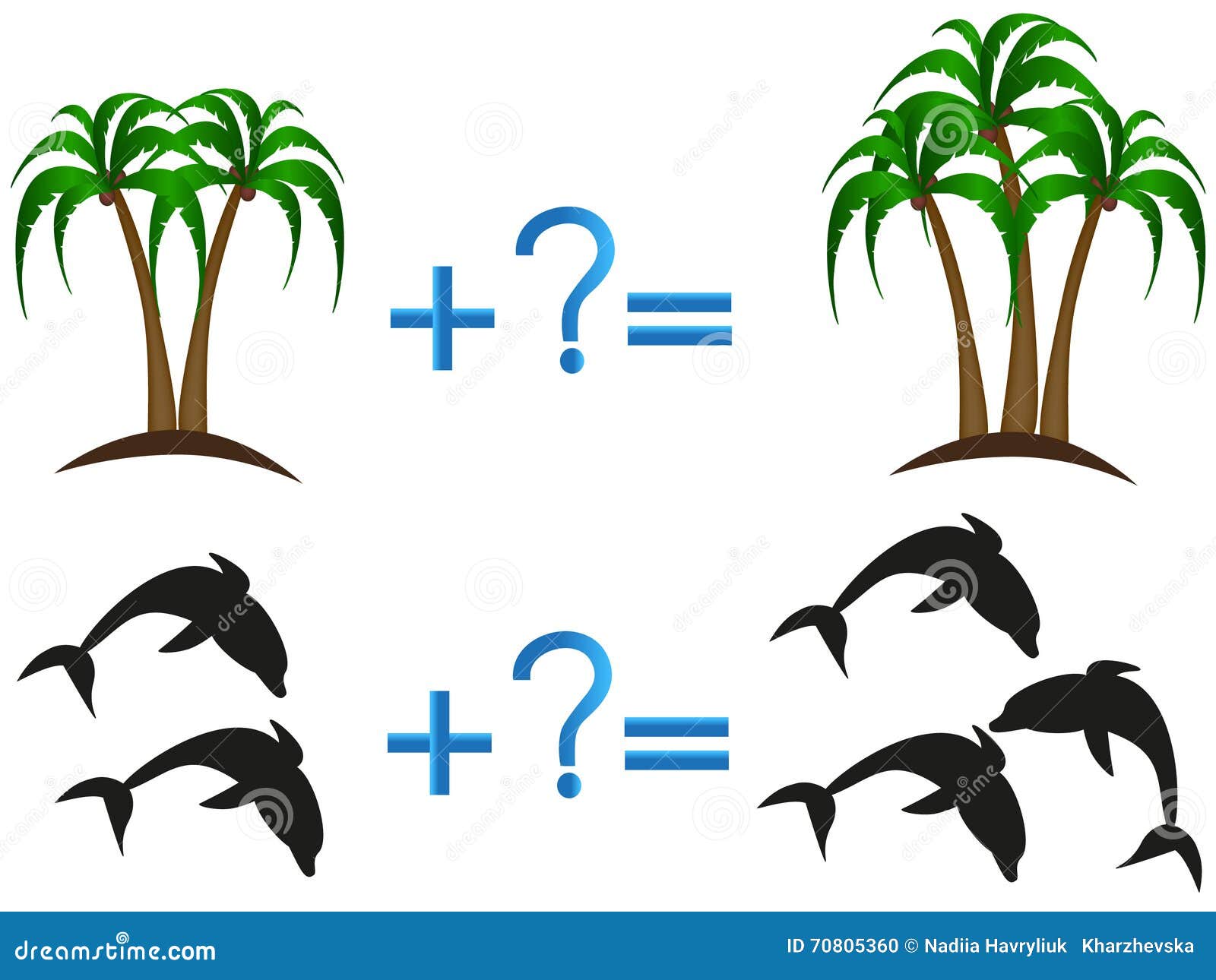 Mathematical Addition, Educational Game for Children. Stock Vector ...
