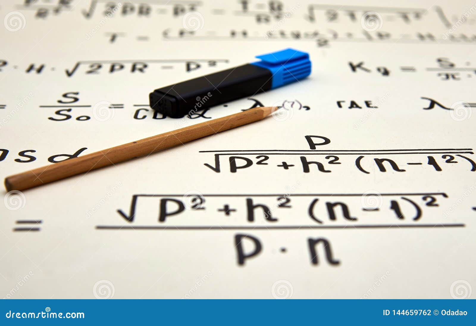 Mathematical Background, Handwritten Formulas Points. White Black Stock ...