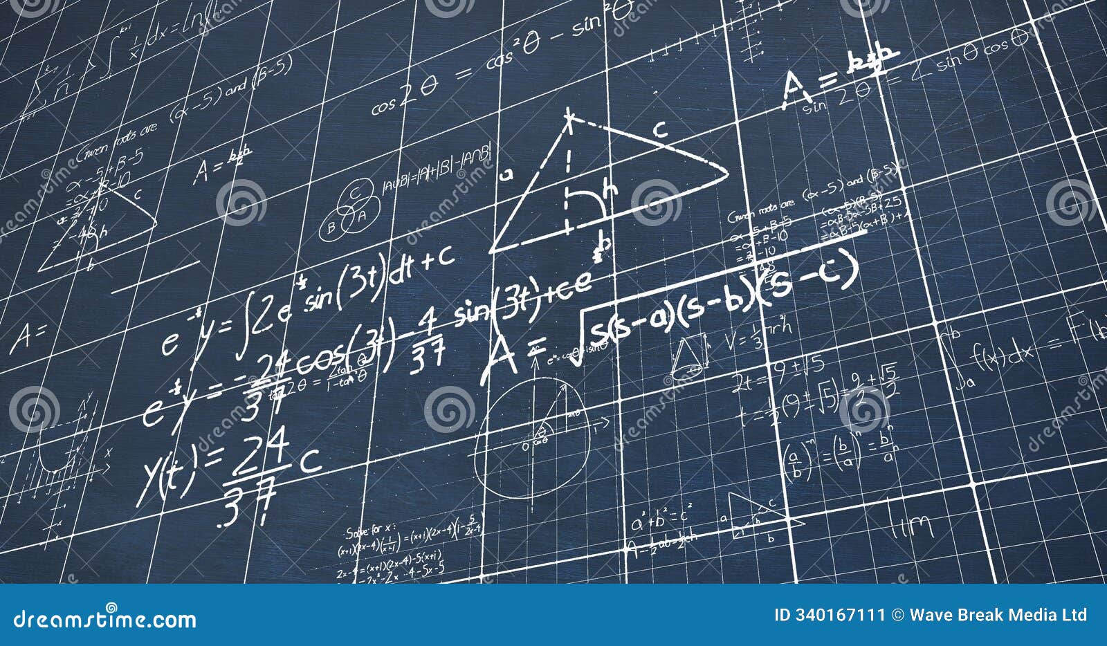 Mathematical Calculations in Chalk Floating Over a Chalkboard ...