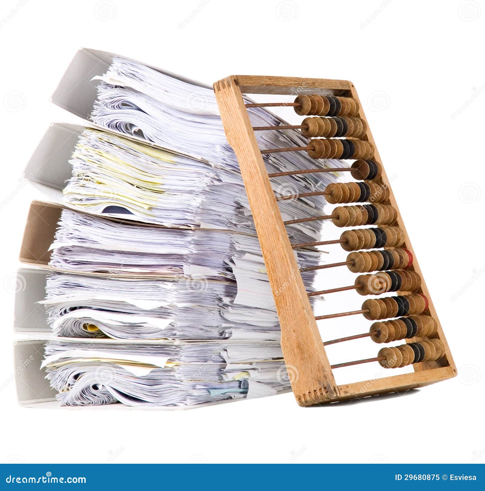 Mathematical Calculator Abacus with Papers Stock Image - Image of paper ...