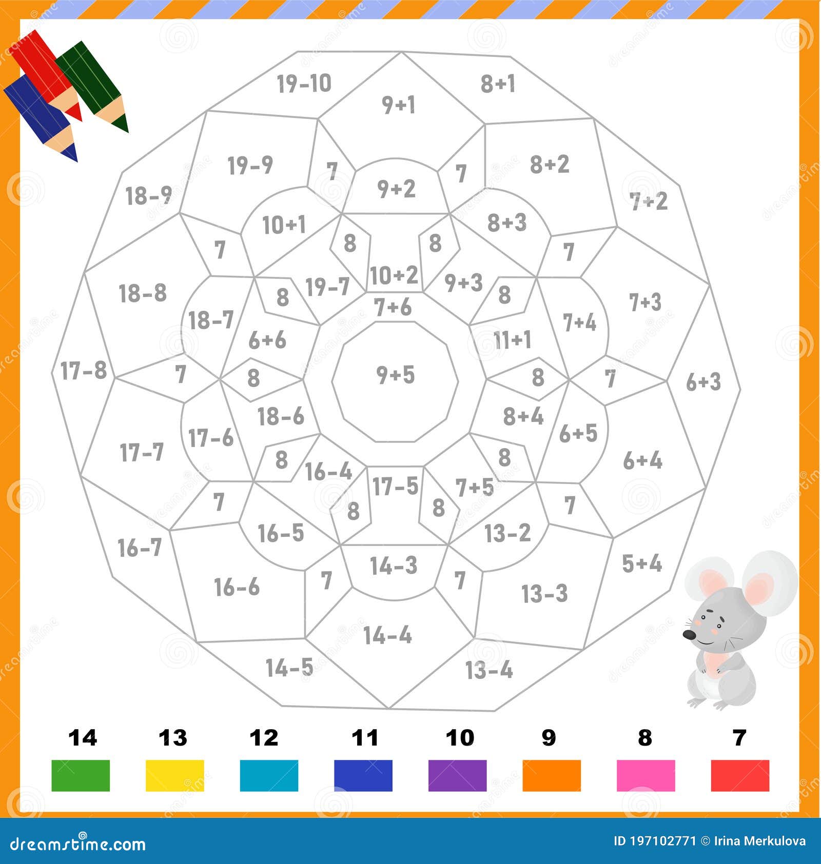 Mathematical Coloring for Addition and Subtraction. Abstract Geometric ...