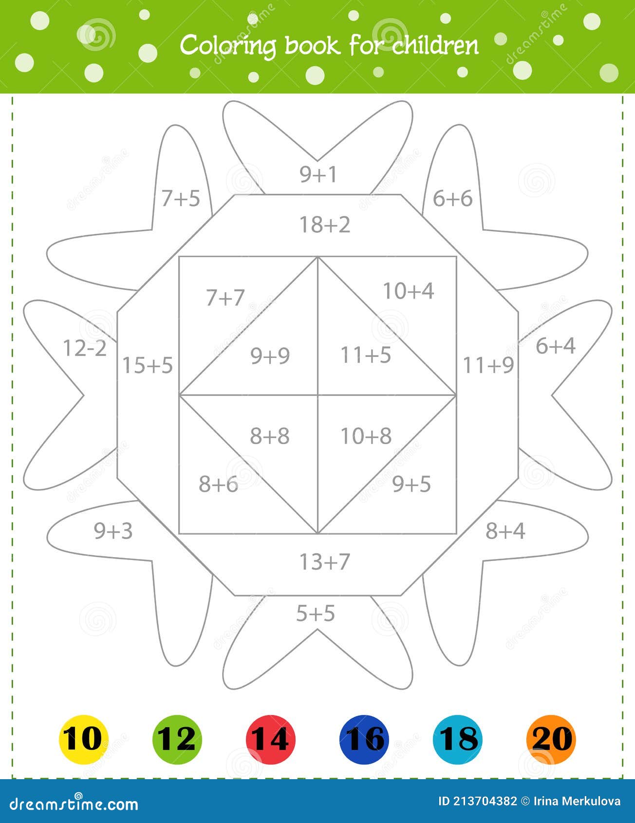 Mathematical Coloring Book for Children. Addition Examples Stock Vector ...