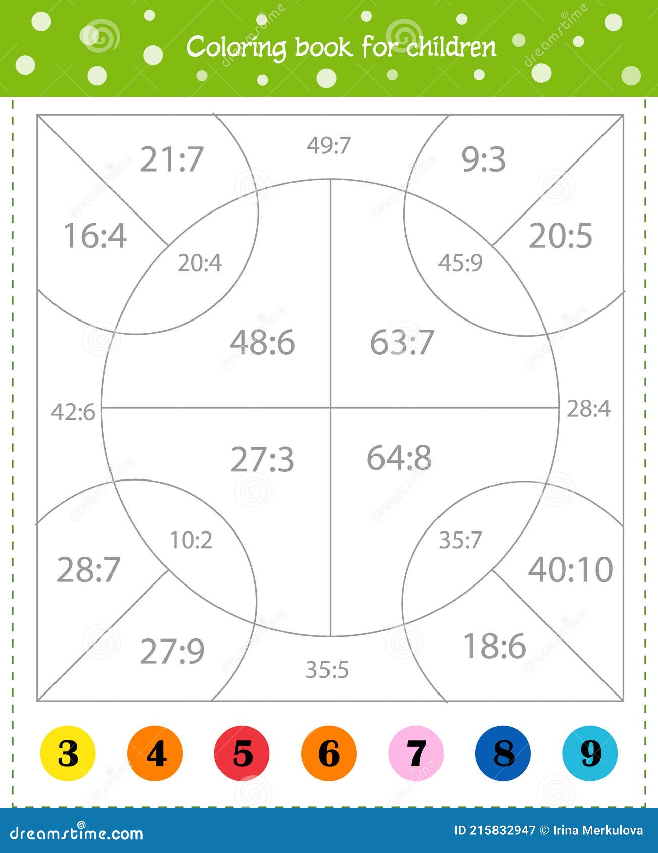 Mathematical Coloring Book for Children. Addition Examples Stock Vector ...