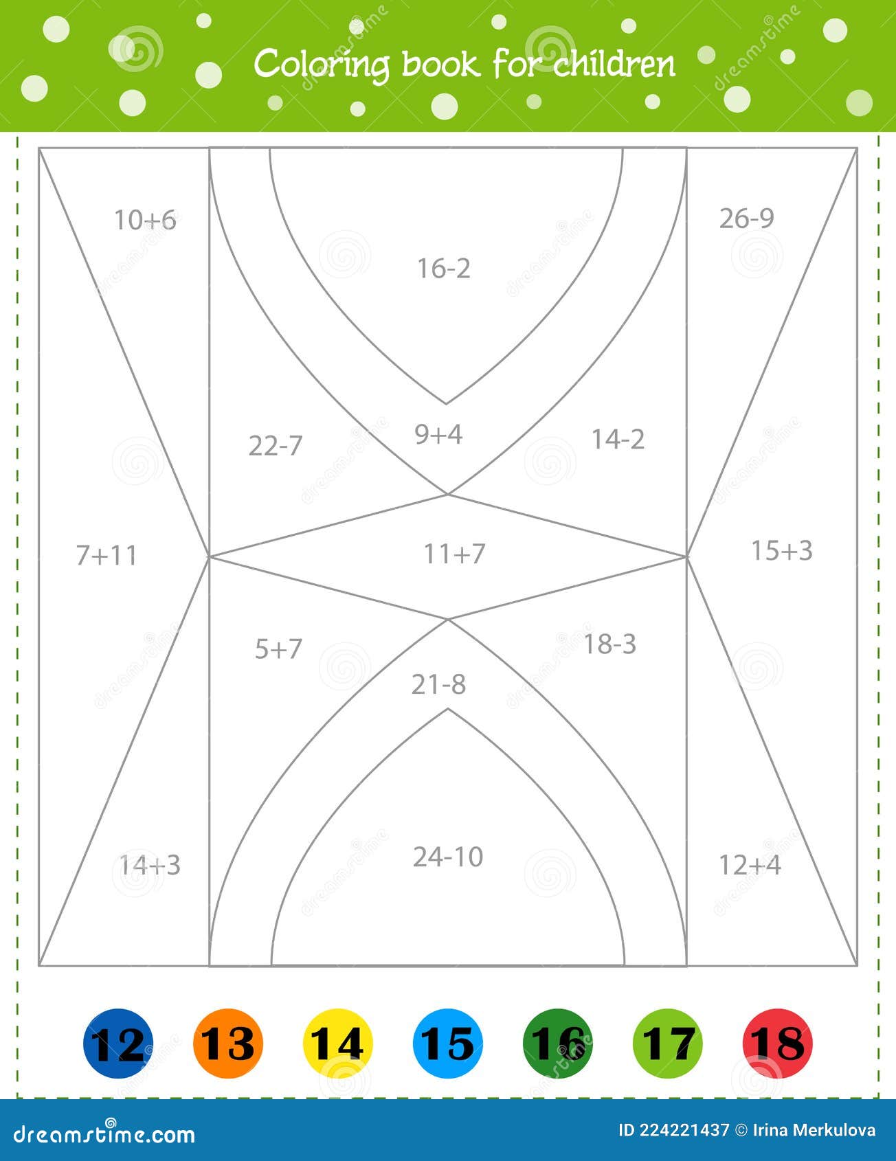 Mathematical Coloring Book for Children. Addition and Subtraction Stock ...