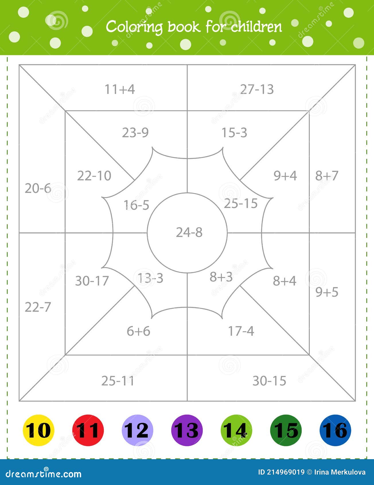 Mathematical Coloring Book For Children. Subtraction Examples ...