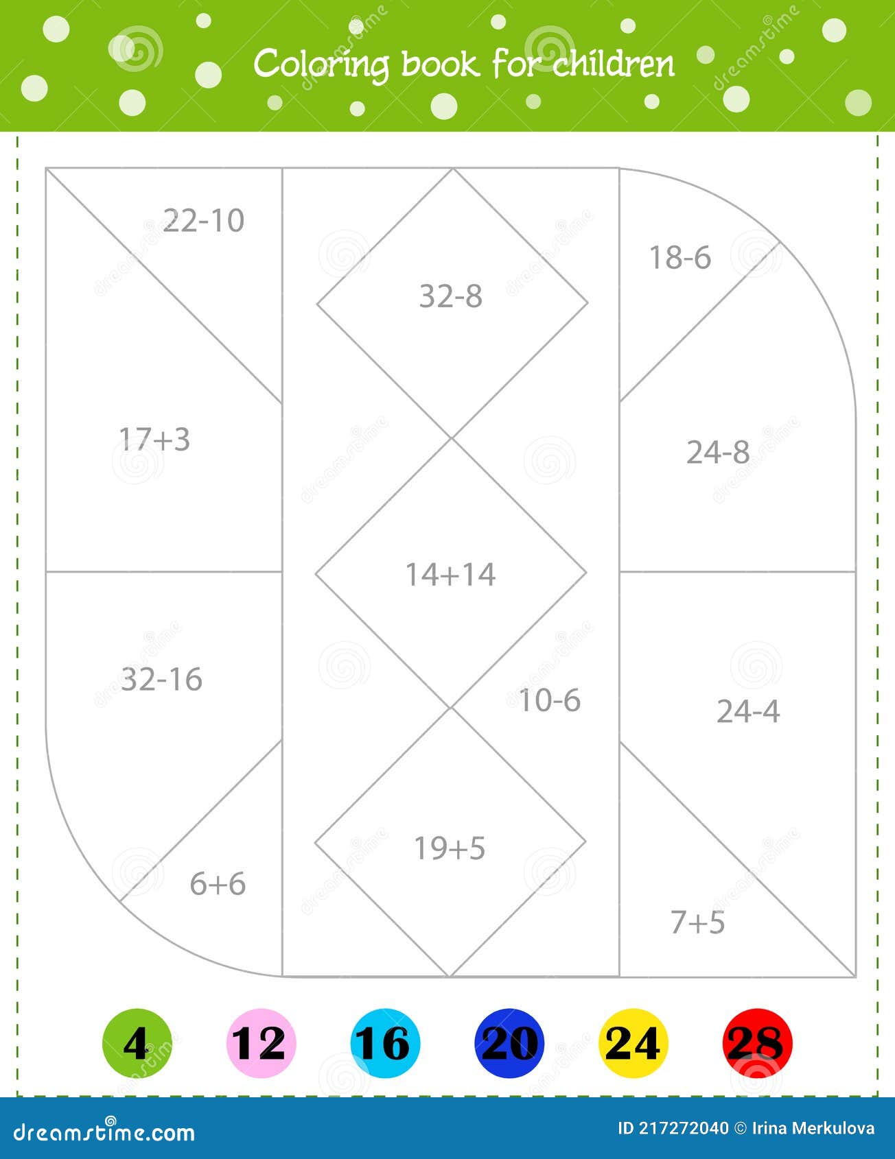 Mathematical Coloring Book for Children. Worksheet Stock Vector ...