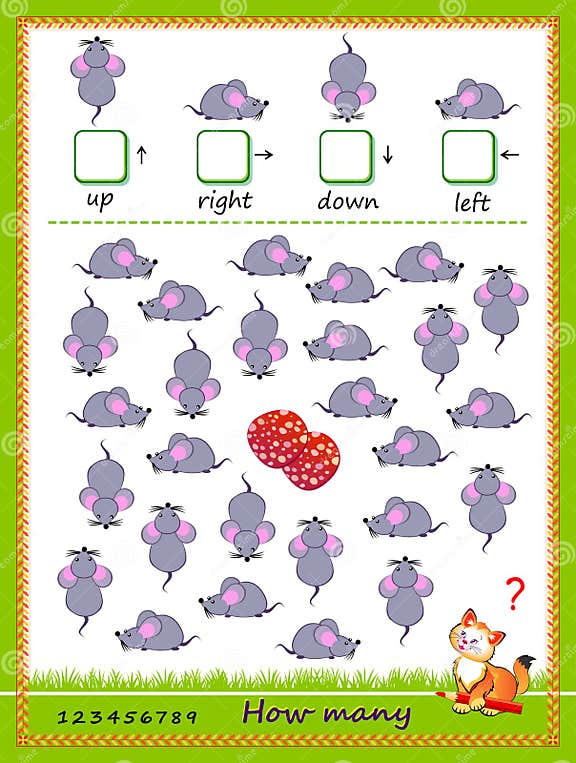 Mathematical Education for Children. Count Quantity of Mice Moving in ...